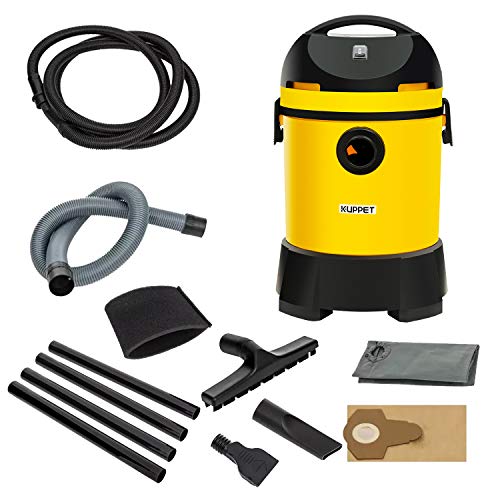 KUPPET Wet/Dry Vacuum Cleaner, Vac Pond/Home Dual Use, Portable Shop Vacuum with Attachments, Powerful 16Kpa Suction, Strong Big Tank in 30L, 1400W(Yellow)…