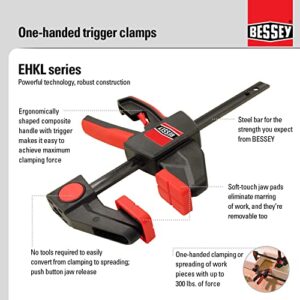 BESSEY EHK SERIES - 300 lb Clamping Force - 36 in - EHKL36 Trigger Clamp Set - 3.125 in. Throat Depth - Wood Clamps, Tools, & Equipment for Woodworking, Carpentry, Home Improvement, DIY