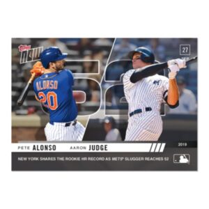 2019 mlb topps now baseball #906 pete alonso/aaron judge new york mets/new york yankees new york shares rookie hr record official online exclusive trading card limited print run