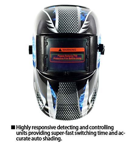 Full Face Welding Mask Auto Darkening Welding Helmet Head Protection For Tig Mig Arc Weld Grinding Blue