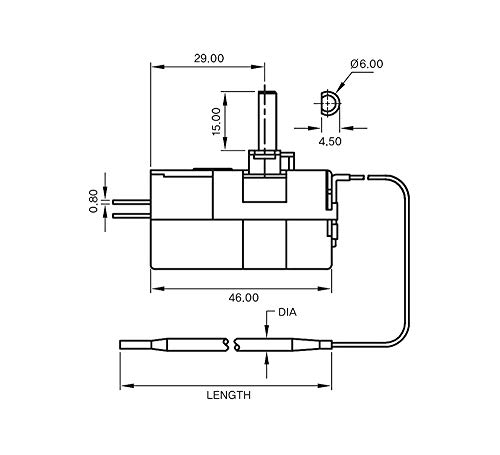 Capillary Thermostat TS-120SR 32-248F, 20A / 250V