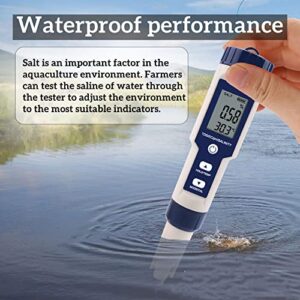 5 in 1 Portable Digital PH/Salinity/Temp/TDS/EC Meter, IP67 Portable Multifunctional Water Quality Detector for Drinking Water Aquariums