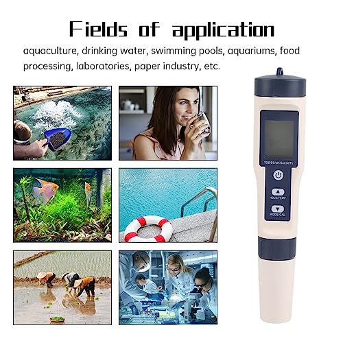 5 in 1 Portable Digital PH/Salinity/Temp/TDS/EC Meter, IP67 Portable Multifunctional Water Quality Detector for Drinking Water Aquariums