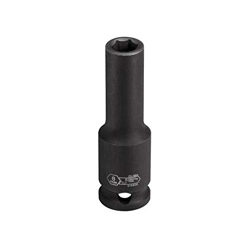 Jetech 3/8-Inch Drive 8mm Deep Impact Socket with 6-Point Design, Heat-Treated Chrome Molybdenum Alloy Steel, Metric