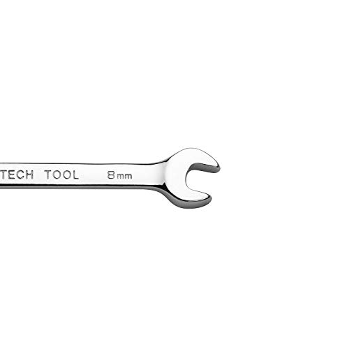 Jetech 8mm Flexible Head Gear Wrench, Industrial Grade Flex Ratcheting Spanner Made with Forged, Heat-Treated Cr-V Alloy Steel, Full Polished 12 Point Flex-Head Ratchet Combination Wrench, Metric