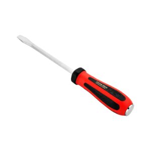 jetech flat-head demolition screwdriver with striking cap 8x150mm, s2 steel slotted go through screwdriver, magnetic tip, ergonomic soft grip tpr handle