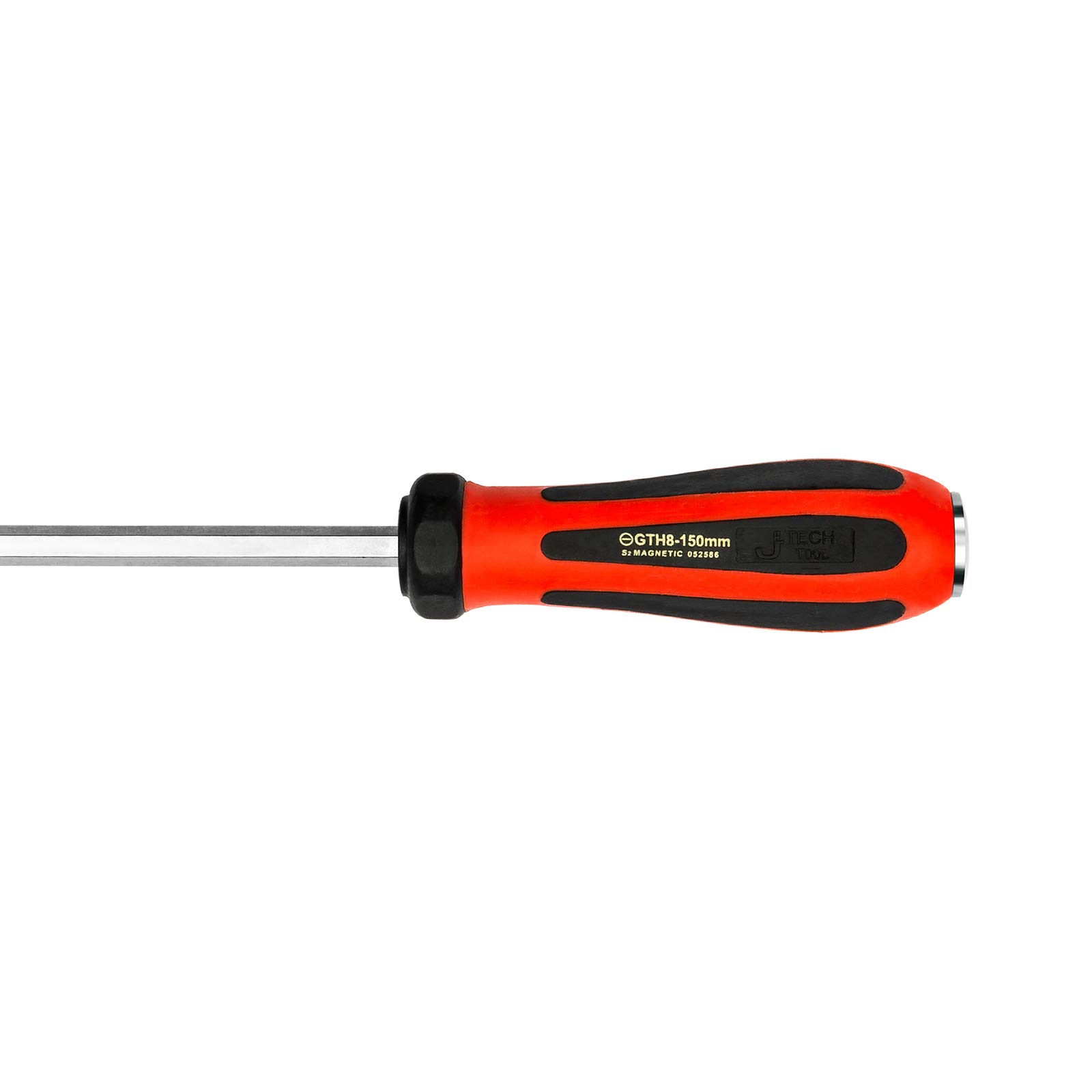 Jetech Flat-Head Demolition Screwdriver with Striking Cap 8x150mm, S2 Steel Slotted Go Through Screwdriver, Magnetic Tip, Ergonomic Soft Grip TPR Handle