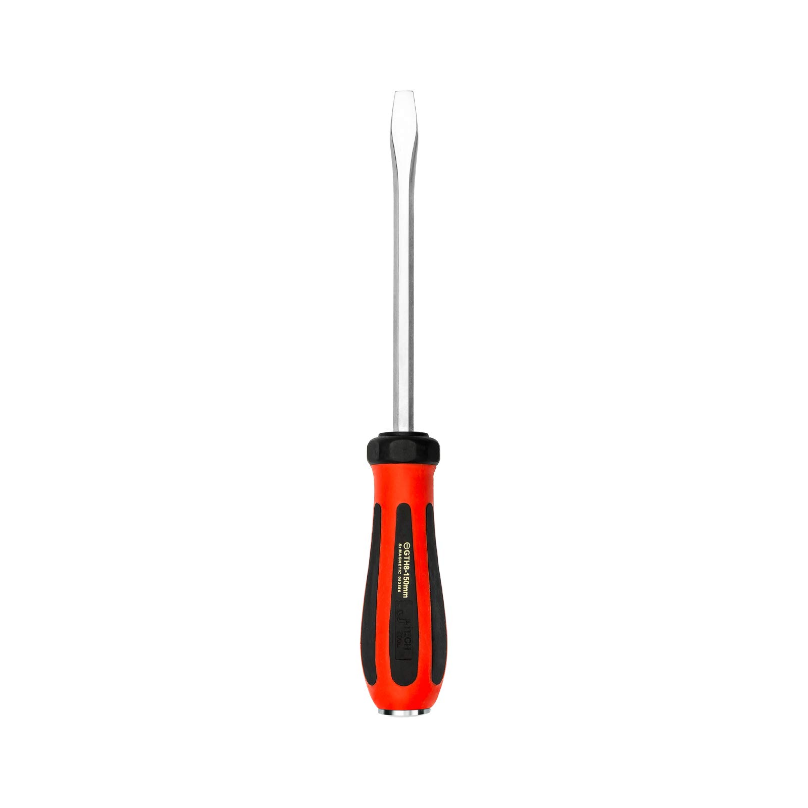 Jetech Flat-Head Demolition Screwdriver with Striking Cap 8x150mm, S2 Steel Slotted Go Through Screwdriver, Magnetic Tip, Ergonomic Soft Grip TPR Handle