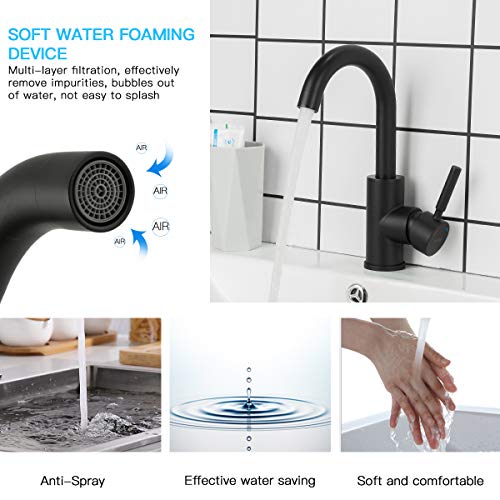 Bar Sink Faucet Matte Black GAPPO Bathroom Faucet Stainless Steel Farmhouse Lavatory Sink Faucet Mixer Small Kitchen Faucet