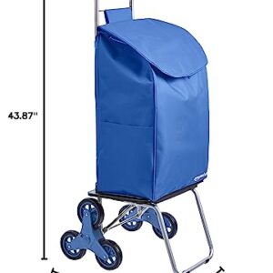 Amazon Basics Folding Stair Climber Shopping Cart Converts into Dolly, 44 inch Handle Height, Blue