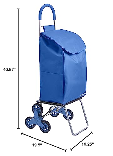 Amazon Basics Folding Stair Climber Shopping Cart Converts into Dolly, 44 inch Handle Height, Blue