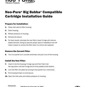 Neo-Pure 1 Micron Big Bubba Depth Cartridge BB150-HMB01 Replacement Filter Compatible with Watts BBC-150-D1 Big Bubba BBH-150 housing