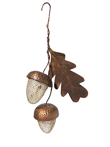 Gardener's Supply Company Acorn Bird Feeder | Sturdy Squirrel Proof Outdoor Garden Hanging Wild Bird Feeders | 2 Acorn Feeder, Metal Leaf & Hanger - Holds 2 Cups of Seed