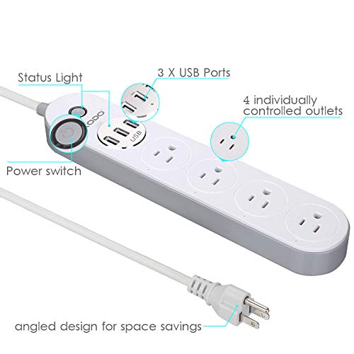 XODO WP4 Smart Power Strip - WiFi Surge Protector with 3 USB Ports and 4 Outlets - App Controlled Appliance - Time Schedule - No Hub Required - Compatible with Alexa and Google Home Assistant