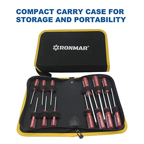 RONMAR 13-Piece Magnetic Torx Screwdrivers Set, Security Tamper Proof, T4、T5、T6、T7、T8、T9、T10、T15、T20、T25、T27、T30、T40 (red)