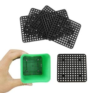 Maxmoral 30pcs Flower Pot Hole Mesh Pads Plastic Square Thicken Breathable Net Bottom Grid Mat for Bonsai Garden Supplies