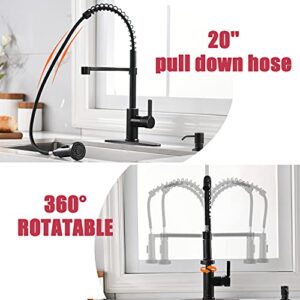 APPASO 18” Tall Kitchen Faucet with Pull Down Sprayer Oil Rubbed Bronze - Commercial High Arc Tall Modern Single Handle Spring Put Out Kitchen Sink Faucet with with Soap Dispenser