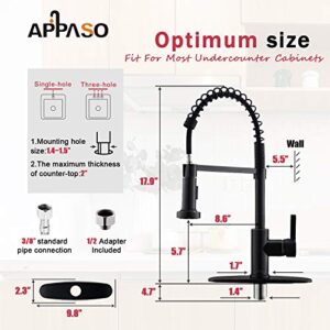 APPASO 18” Tall Kitchen Faucet with Pull Down Sprayer Oil Rubbed Bronze - Commercial High Arc Tall Modern Single Handle Spring Put Out Kitchen Sink Faucet with with Soap Dispenser