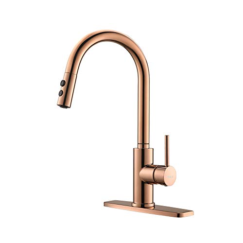 RULIA Copper Rose Gold Kitchen Faucet, Kitchen Sink Faucet, Sink Faucet, Pull-Down Kitchen Faucets, Bar Kitchen Faucet, RV Kitchen Faucet, RB1025