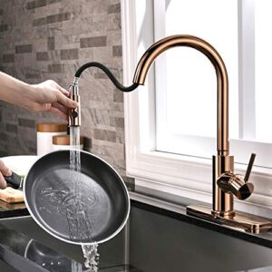 RULIA Copper Rose Gold Kitchen Faucet, Kitchen Sink Faucet, Sink Faucet, Pull-Down Kitchen Faucets, Bar Kitchen Faucet, RV Kitchen Faucet, RB1025