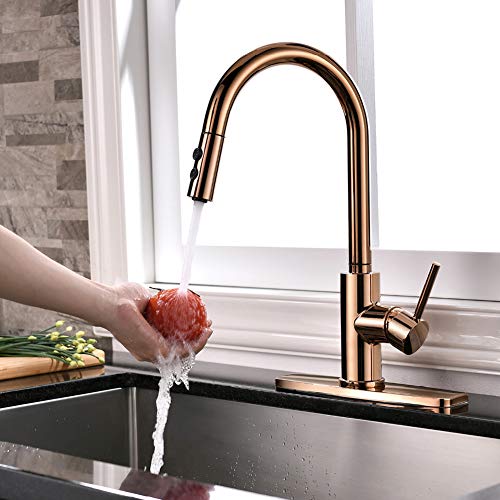 RULIA Copper Rose Gold Kitchen Faucet, Kitchen Sink Faucet, Sink Faucet, Pull-Down Kitchen Faucets, Bar Kitchen Faucet, RV Kitchen Faucet, RB1025