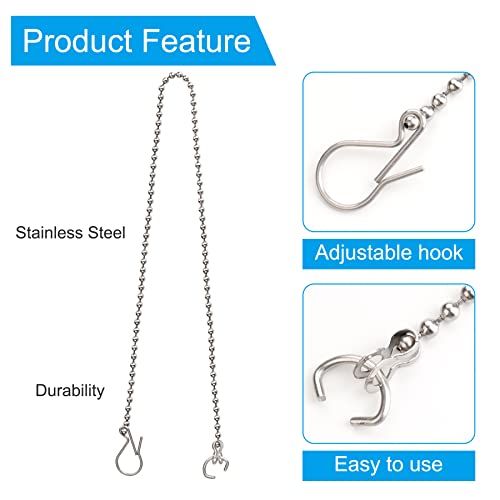 Hibbent 3 Pack Universal Toilet Flapper Chain Replacement Kit,Stainless steel,Including 12-Inch Chain,Hook,Ring