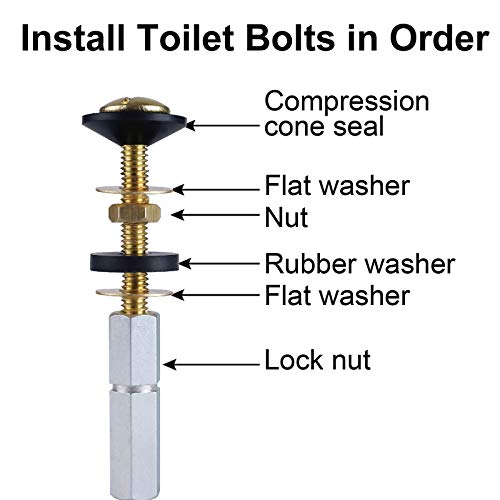 Hibbent Universal Toilet Tank To Bowl Gaskets with 3 Set Brass Hardware Kits Fits Most 3-Inch 3.5-Inch flush valve opening 2-Piece Toilet Tanks