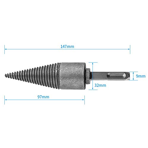 Firewood Log Splitter Drill, Wood Splitter Drill Bits,Heavy Duty Drill Screw Cone Driver for Hand Drill Stick (Square Shank)