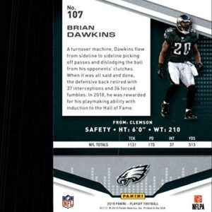 2019 Playoff Football #107 Brian Dawkins Philadelphia Eagles Official Panini NFL Trading Card