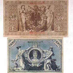 1906-14 German Empire pre WW1 Full Banknote Collection 1 to 1000 Mark