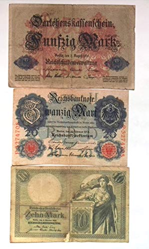 1906-14 German Empire pre WW1 Full Banknote Collection 1 to 1000 Mark