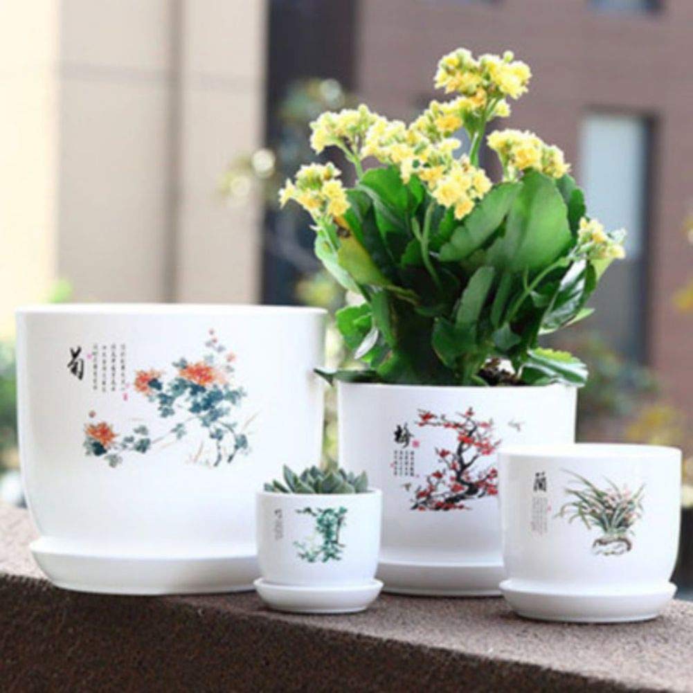 Bullpiano Hankyky Chinese Style Bonsai Pots Resin Flowerpot for Cactus Succulent Plant Pot Flower Pot with Drainage Hole Container Planter Indoor Outdoor Garden Deocoration