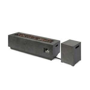 lynn outdoor rectangular fire pit with tank holder, concrete