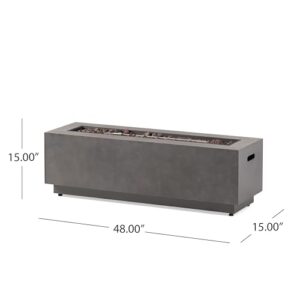 Lynn Outdoor Rectangular Fire Pit with Tank Holder, Concrete