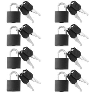 8 pack padlock, small padlock with key for the luggage lock, backpack,gym locker lock,suitcase lock,classroom matching game and more, black