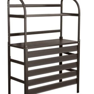 Living Out Aluminum Outdoor Unit Cover with Shelf - Dark Brown, Body Depth 15.2 inches (38.3 cm), Body Height 43.2 inches (109.5 cm), Body Width 35.4 inches (90 cm)