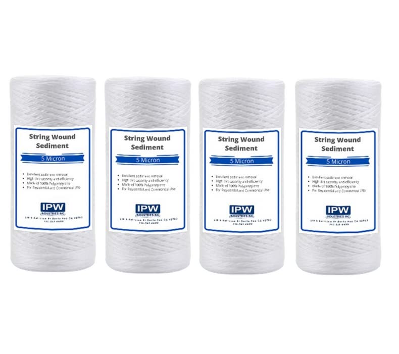 Pack of 4 Compatible Replacement for Pelican Water PC40 10" x 4.5" 5 Micron Sediment Replacement Filters by IPW Industries Inc.