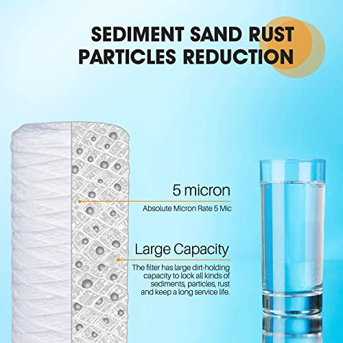 Pack of 4 Compatible Replacement for Pelican Water PC40 10" x 4.5" 5 Micron Sediment Replacement Filters by IPW Industries Inc.