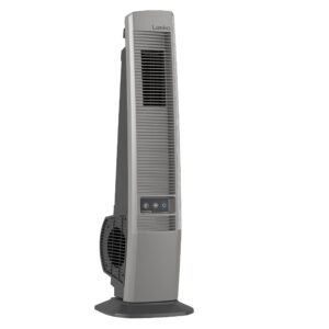 lasko outdoor living oscillating tower fan, for decks, patios and porches, 10 foot power cord, 4 refreshing speeds, 42", grey, yf202