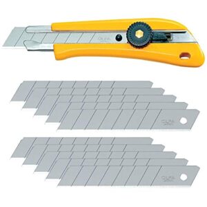 olfa 18mm heavy-duty utility knife and 80 replacement blades (bn-l/lb-10b) - multi-purpose custom cutting depth precision knife with replacement blades (10 blades, 80 segments)