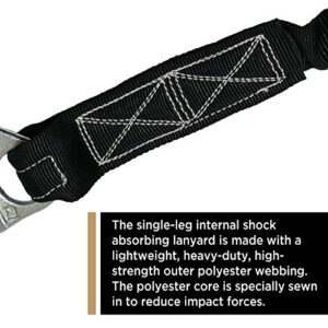 AFP 6FT Single Leg Internal Shock Absorbing Safety Fall Protection Lanyard with Pelican Rebar & Snap Hook |Heavy-Duty Webbing | Roofer, Construction, Scaffolding PPE | OSHA & ANSI Rated