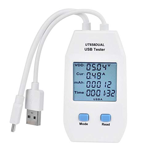 (UT658 Dual) USB Detector Digital Voltmeter Ammeter Power Capacity Voltage Current Meter Used to Inspect USB Chargers, Portable Power Sources