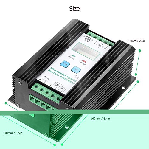 SolaMr 1000W 12V / 24V Wind Solar Hybrid Charge Controller Fits for 600W Wind and 400W Solar Power Boost Charge Solar PWM Charging Technology Digital Intelligent Regulator with LCD Display