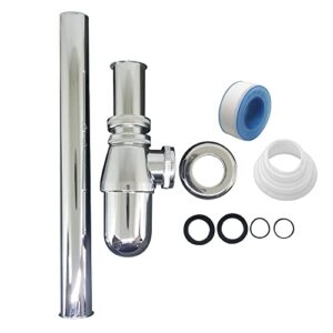 Chrome Bathroom Basin Sink Bottle Trap Waste Pipe 1-1/4 inch Slip Inlet Drain Tube Kit …