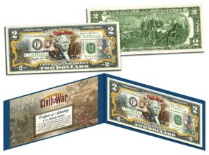 battle of bull run american civil war collectible art two-dollar bill with certificate