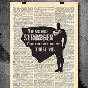 Stronger Super Human - Stronger Inspirational Quote Art - Authentic Upcycled Dictionary Art Print - Home or Office Decor (D49)