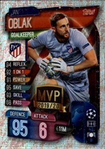 2019-20 topps uefa champions league match attax club mvps #c atl jan oblak club atletico de madrid official futbol soccer trading card game playing card