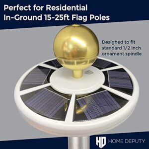 HOME DEPUTY Solar Flag Pole Light - Solar Flag Light - 111 led - Brightest Outdoor flagpole Light for Most in-ground flagpoles - Dusk to Dawn Lighting Power - Pole Topper - Rechargeable Battery