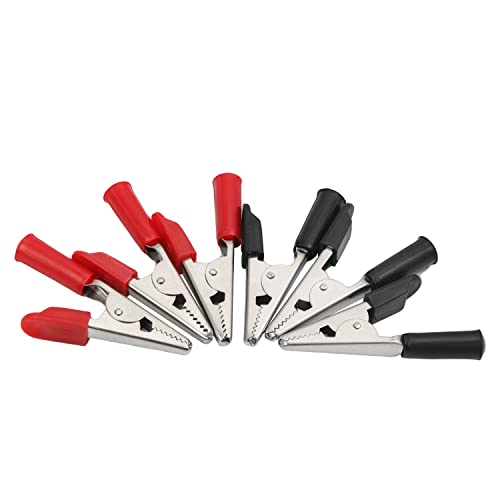 Fielect 6Pcs 10A Plastic Handle Test Probe Metal Alligator Clips Red and Black