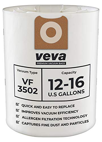 VEVA 10 Pack Premium SuperVac Vacuum Bags VF3502 Compatible with 12-16 Gallon Ridgid Wet/Dry Vacuums